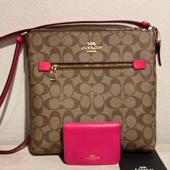 Coach | Bags | Nwt Set Bold Pink Signature Coach Rowan File Crossbody ...
